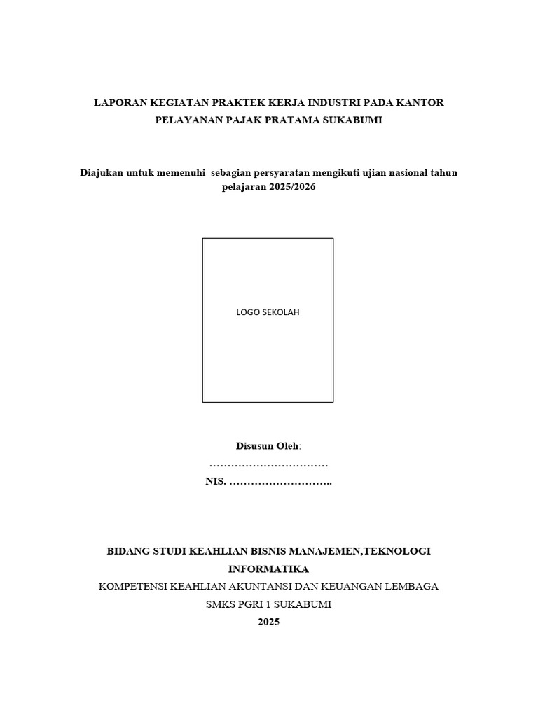 Contoh Cover Laporan Pkl | PDF