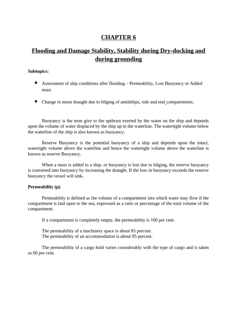 F1-F2. Flooding and Damage Stability, Stability During Dry-Docking and During Grounding | PDF ...
