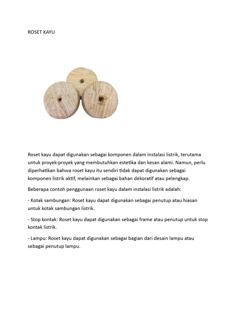 Fungsi Roset Kayu dalam Instalasi Listrik | PDF