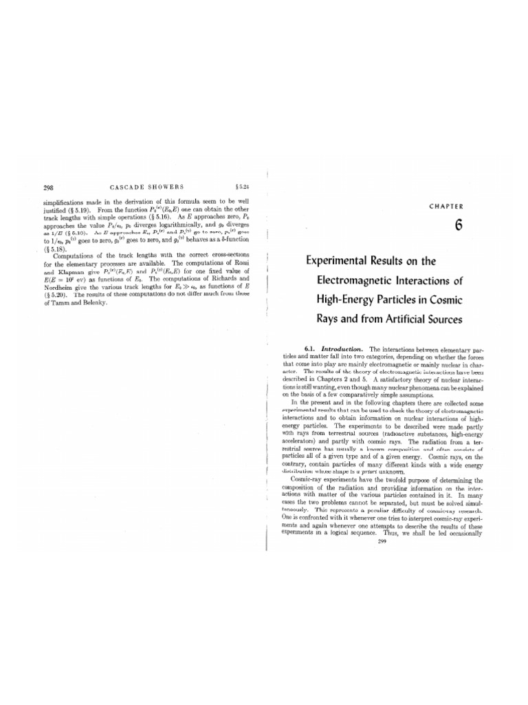 Rossi High Energy Particles 1952 ch6 Exp Results | PDF