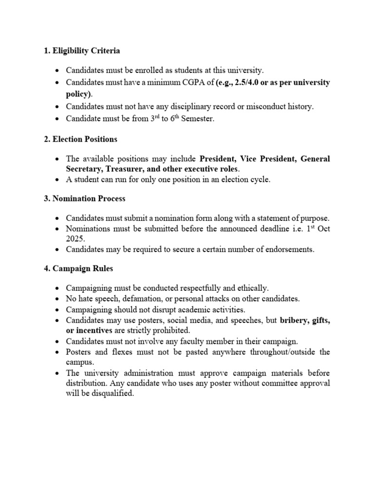 Society Election Rules and Guidelines | PDF