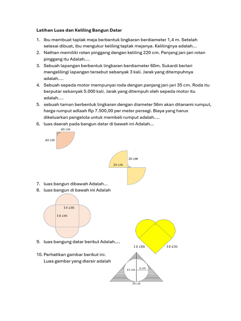 Latihan Luas Dan Keliling Bangun Datar | PDF