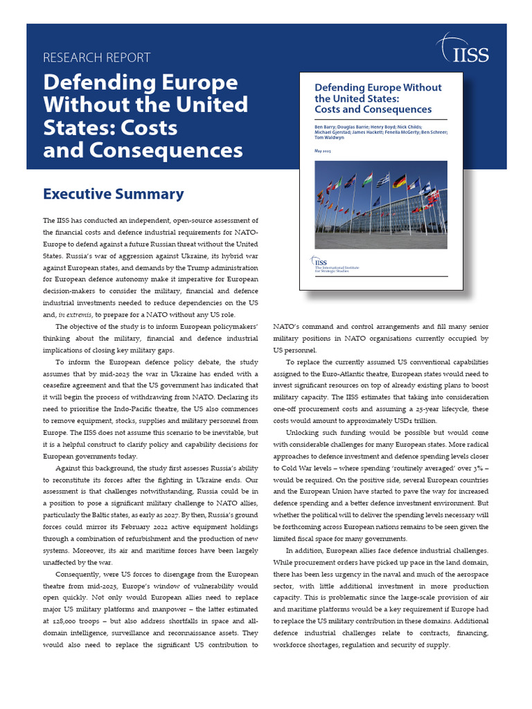 IISS Report: Europe's Defence Costs 2025 | PDF | Military | Nato