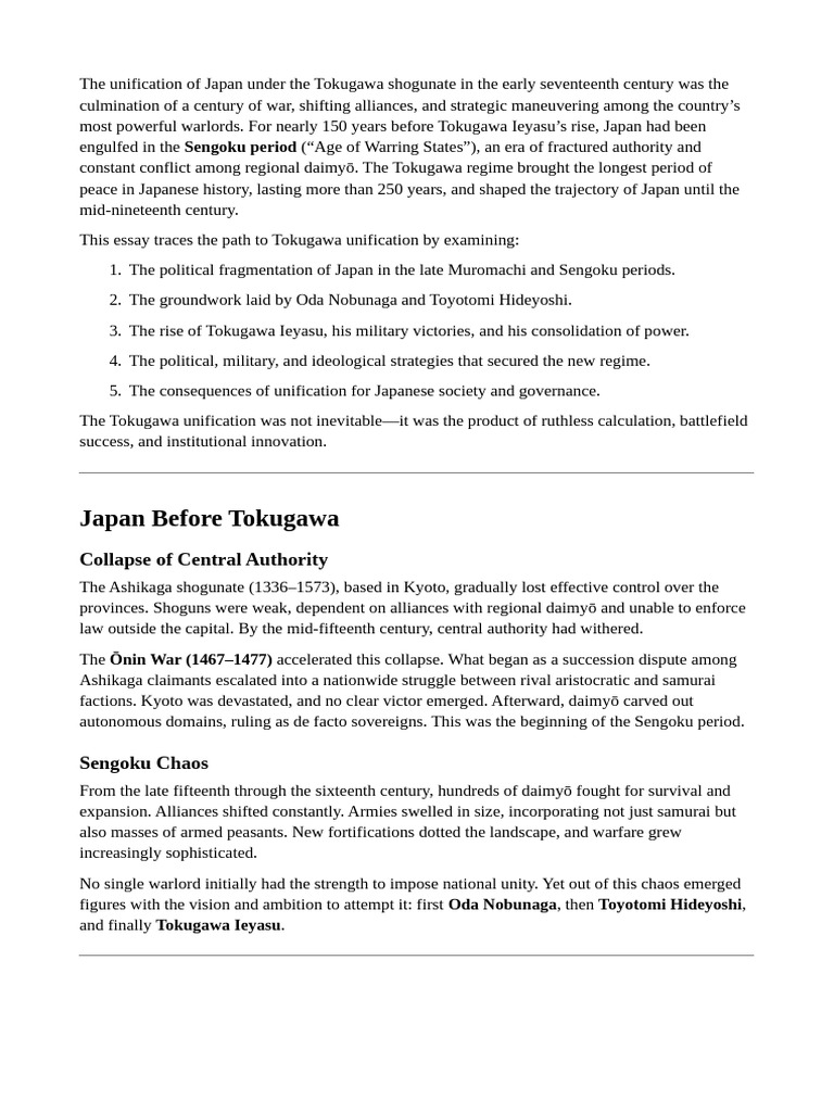 Tokugawa Unification of Japan | PDF | Shogun | Samurai
