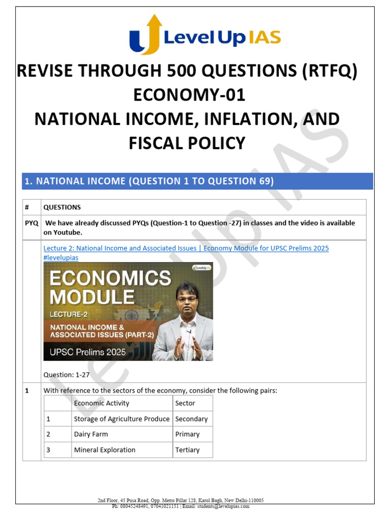 National Income Insights for UPSC Prelims | PDF | Gross Domestic ...