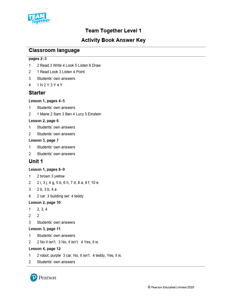 Level 1 Activity Book Answer Key | PDF | Pancake | Vegetables