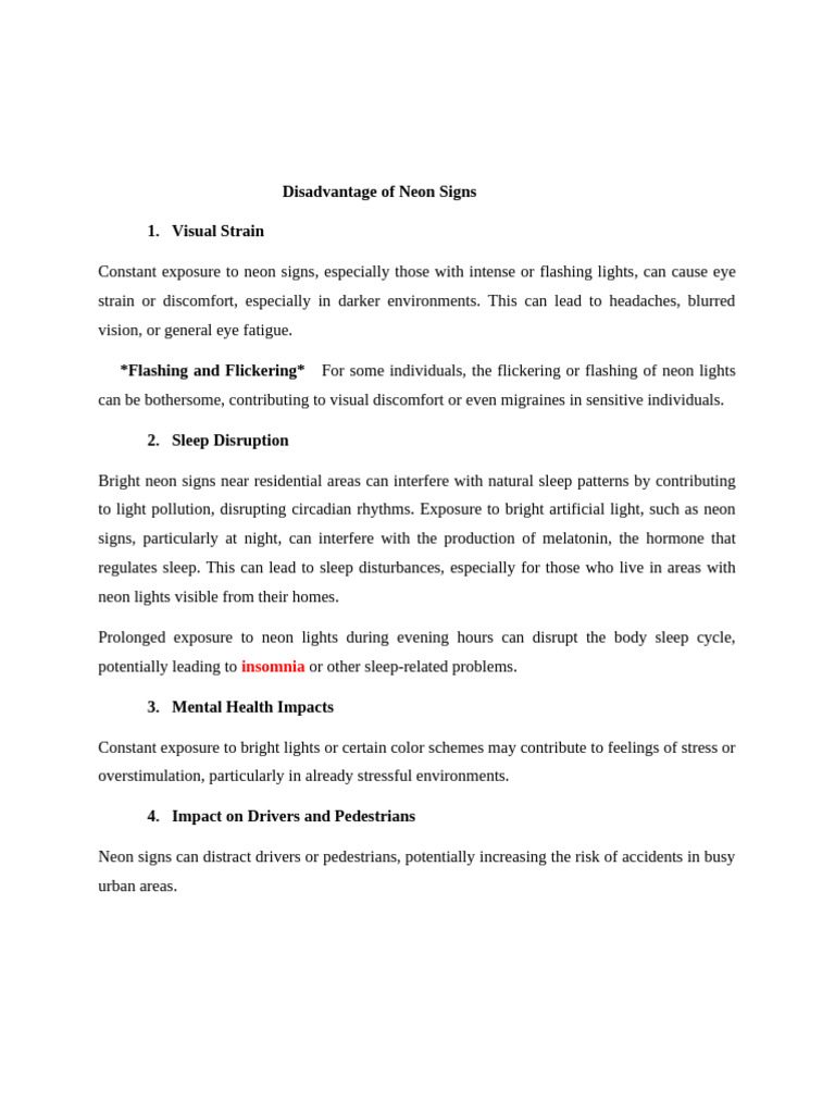Demerits of Neon Sign | PDF | Sleep | Mercury (Element)