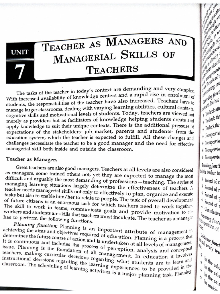 Teacher As Manager - Unit 3 (C10) | PDF
