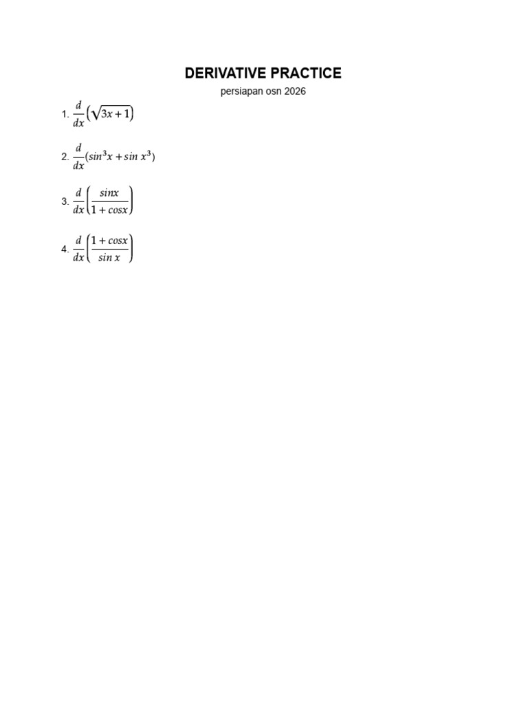 Practice Derivative Part 1 | PDF