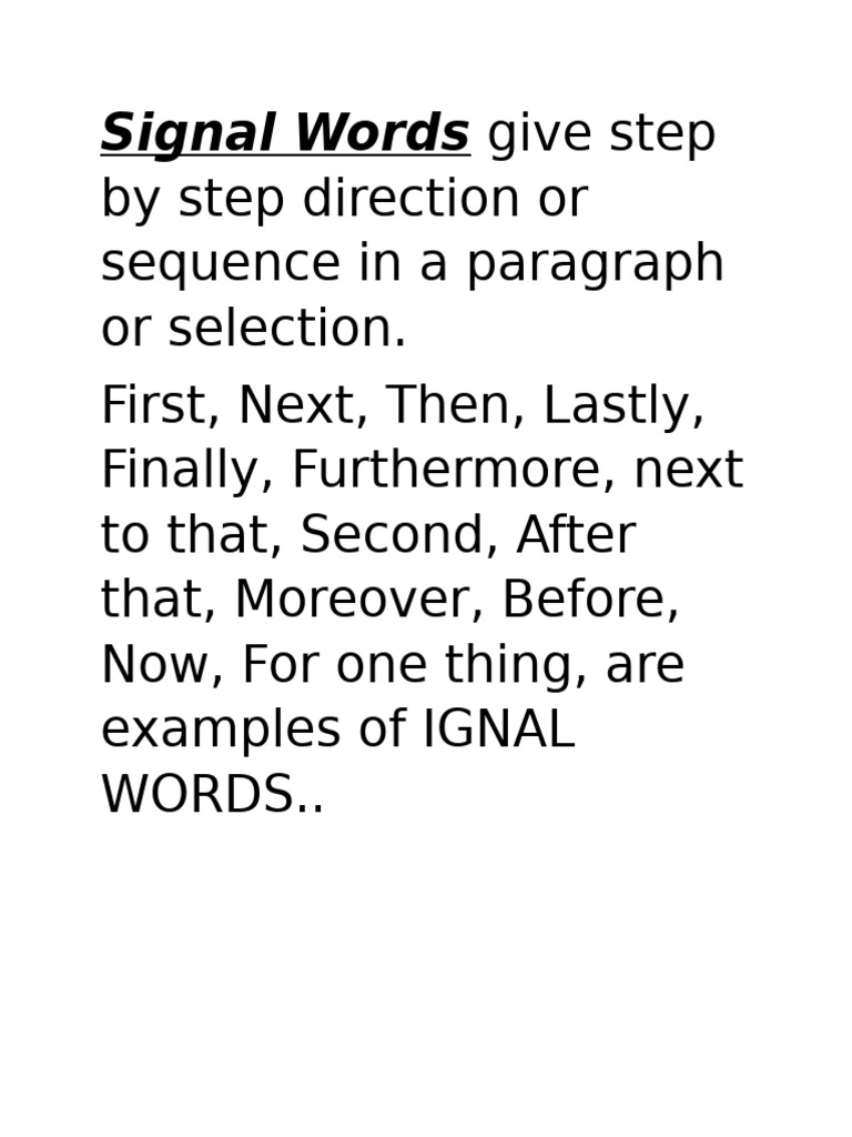 Examples of Sequencing Signal Words | PDF