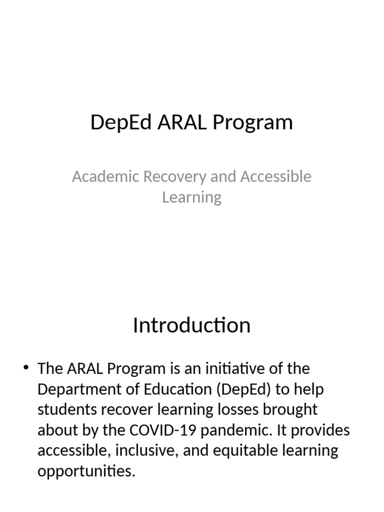 DepEd ARAL Program: Recovery & Learning | PDF