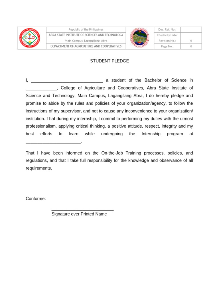 Student Pledge | PDF