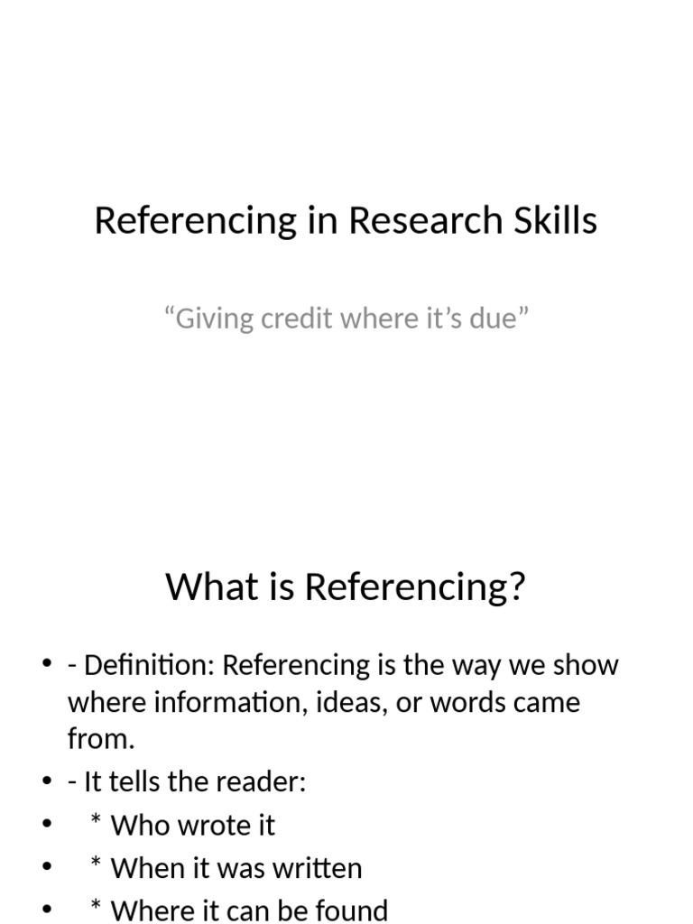 Referencing in Research Skills | PDF