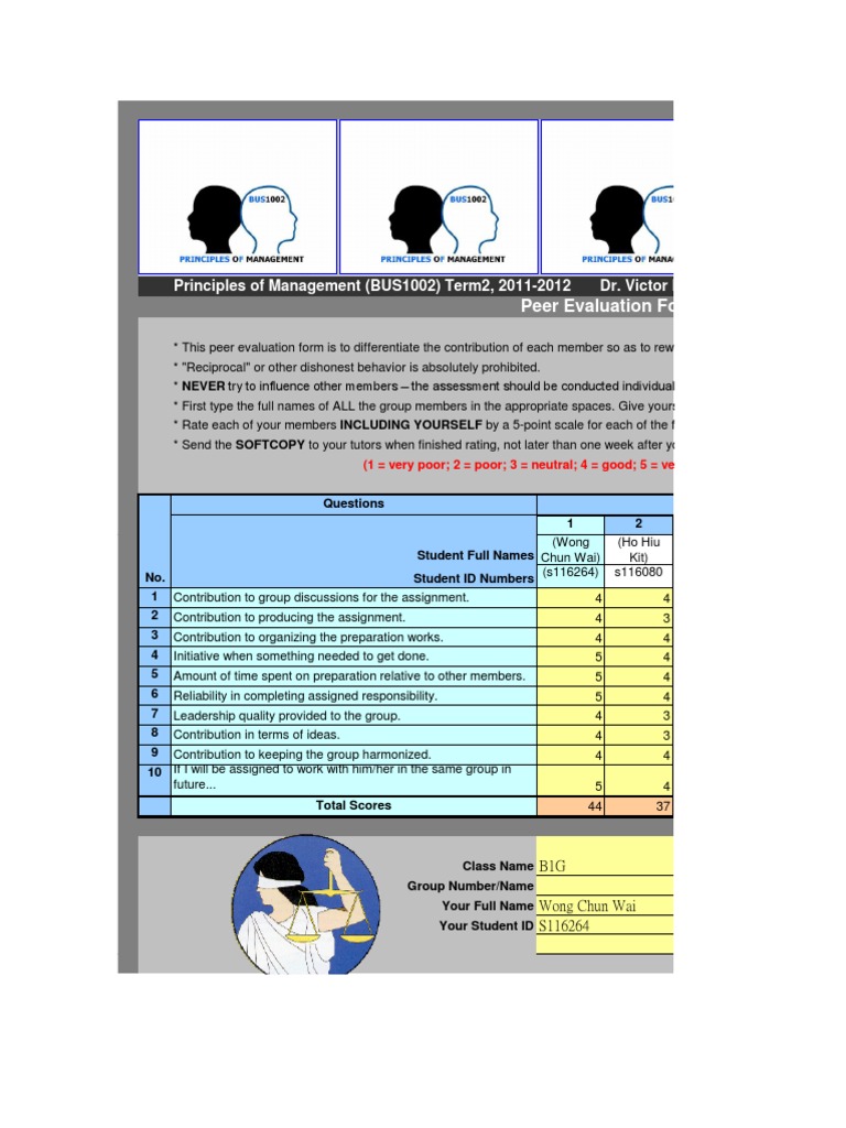 BUS1002 1112sem2 Lecture01 Peer Evaluation | PDF | Career & Growth ...