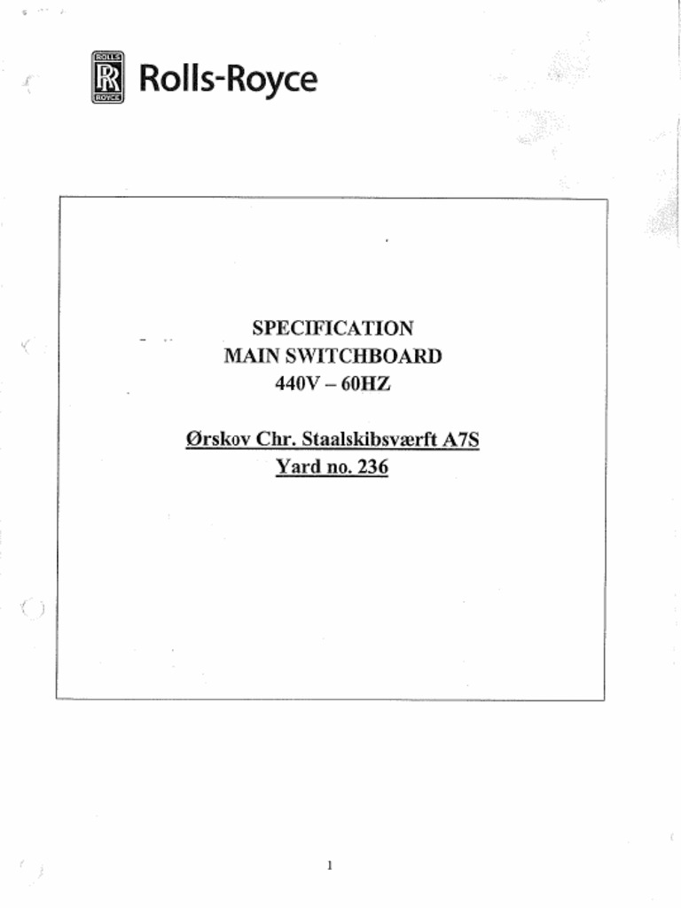 Specification Main Switchboard 440V - 60HZ | PDF