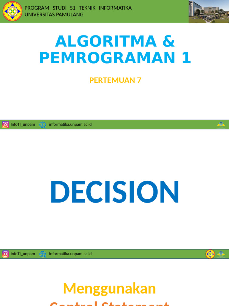 Algoritma Dan Pemrograman 1 - Pertemuan 7 | PDF