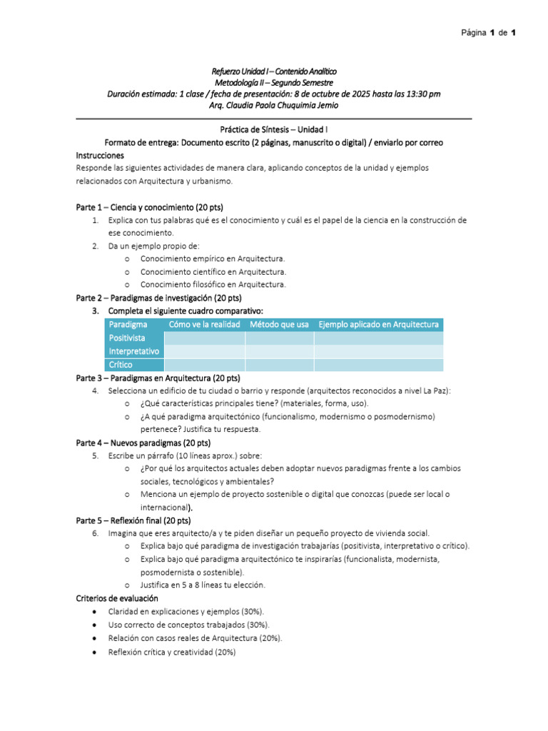 Refuerzo Unidad 1 | PDF | Paradigma | Conocimiento