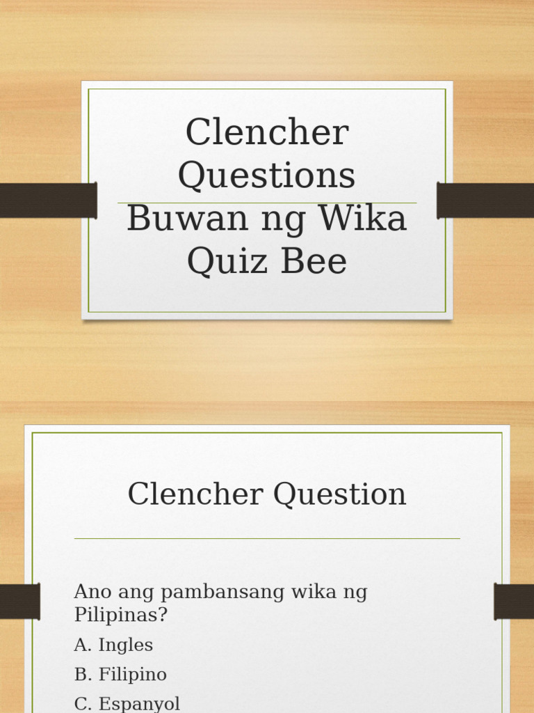 Buwan NG Wika Clencher QuizBee MCQs | PDF