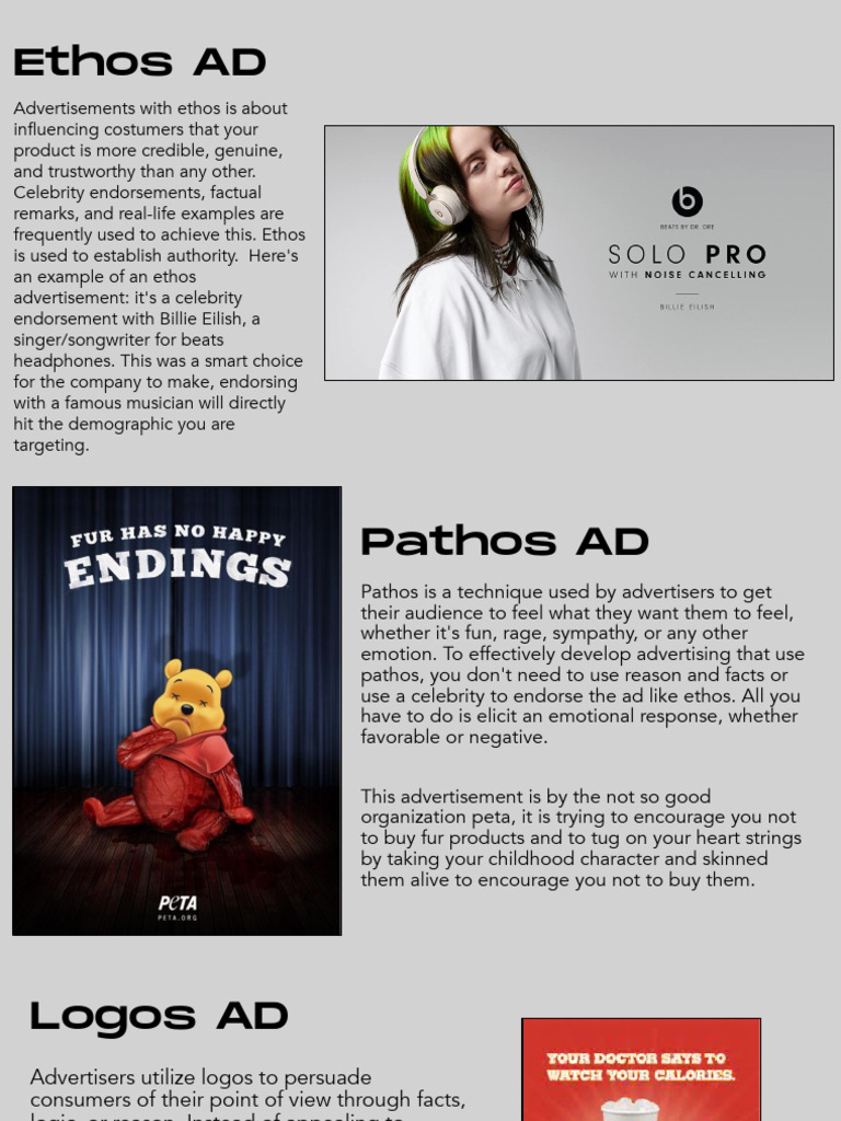 Advertising Featuring The Three Appeals (Pathos, Logos and Ethos ...