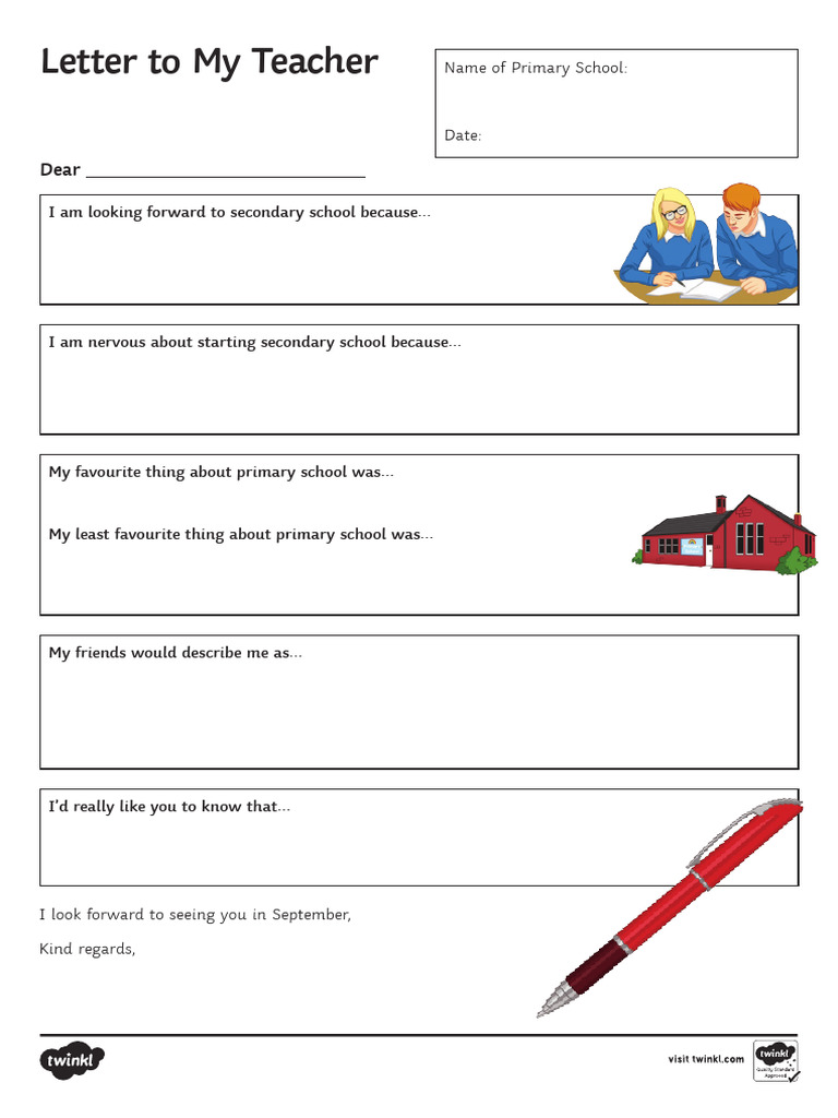 Letter to My Teacher Template | PDF