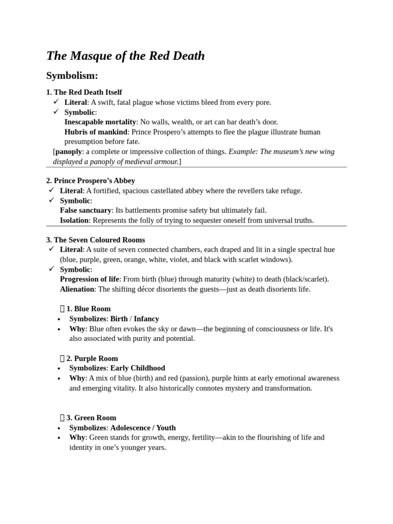 The Masque of The Red Death Literary Analysis | PDF