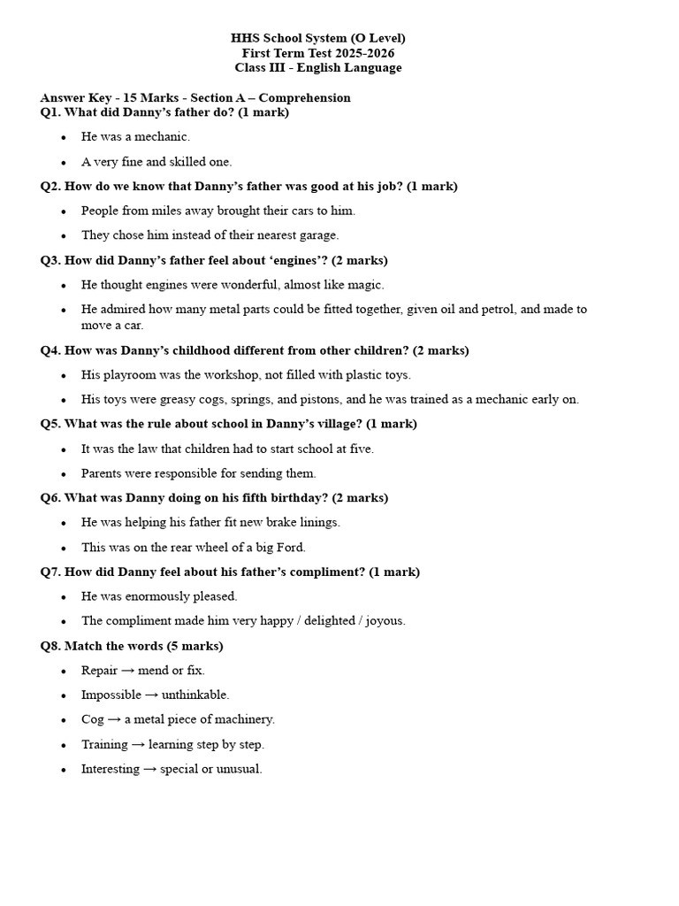FTT III EngLang OL Answer Key | PDF