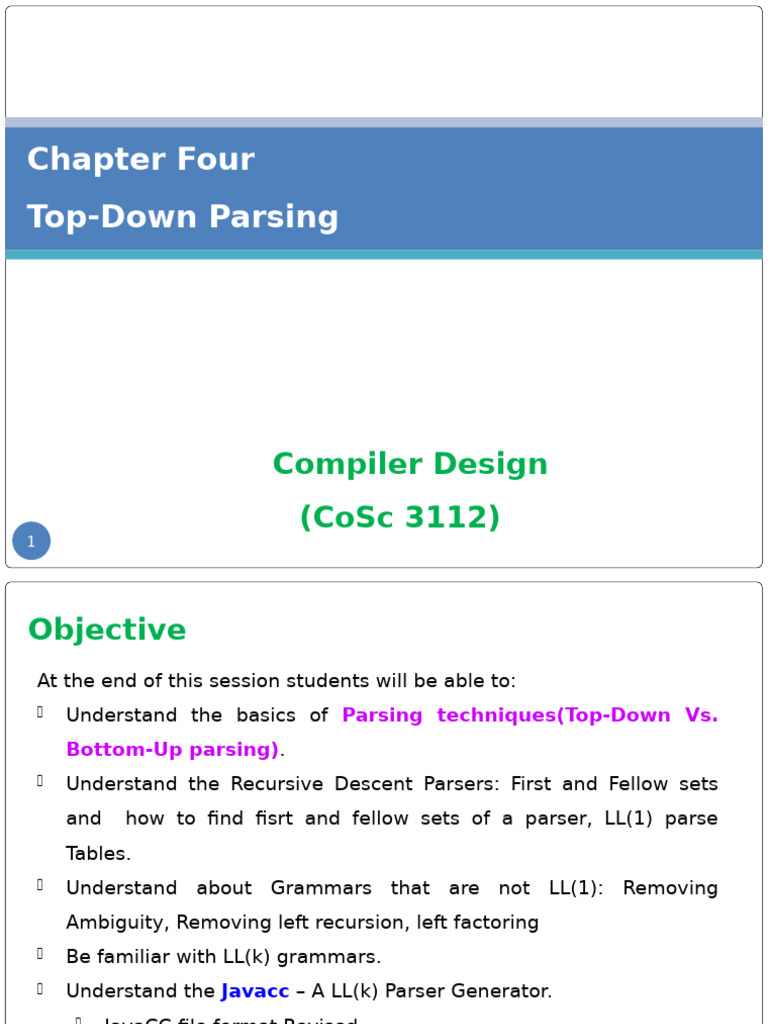 Chapter 4 Top-Down Parsing | PDF | Parsing | Computer Programming