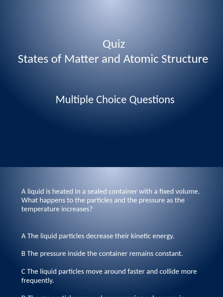 Chemistry MCQ Options Per Slide-1 | PDF | Isotope | Matter