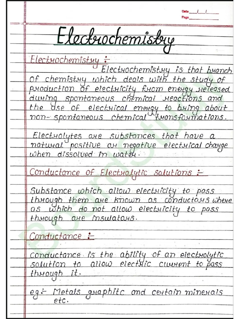 Electrochemistry Class 12 Notes | PDF