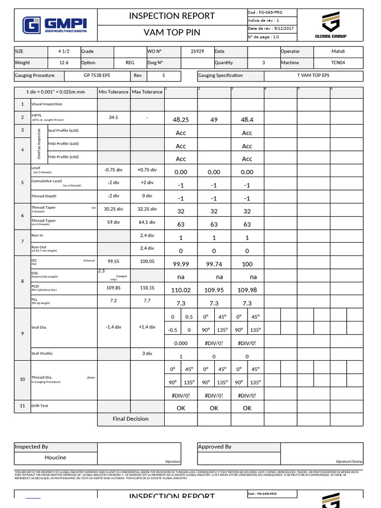 Wo-25926 4.5 Vam Top 12.6# Pin - 7538 | PDF