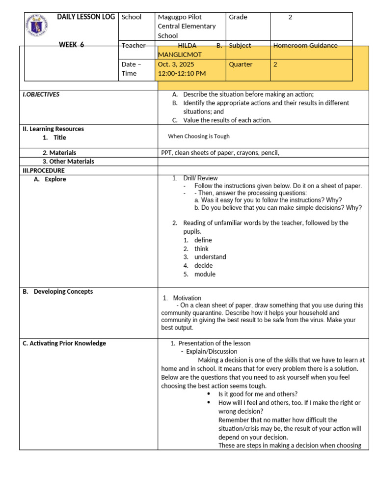 Decision-Making Skills for Students | PDF | Teachers | Behavior ...