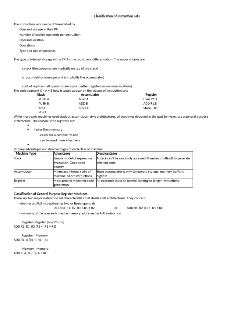 Instruction Set Classification Overview | PDF | Integrated Circuit ...