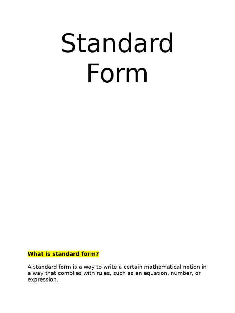 Understanding Standard Form in Math | PDF