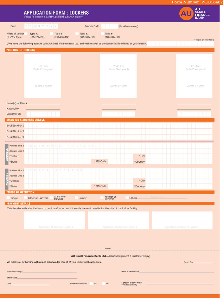 Locker Application Form (English) | PDF