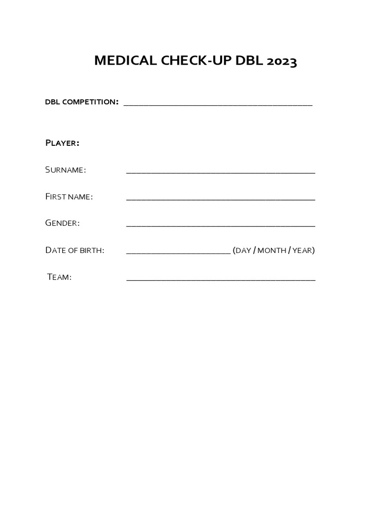 Medical Check-Up Form for DBL 2023 | PDF | Anatomical Terms Of Motion ...