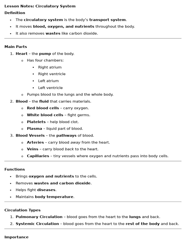 Circulatory System | PDF
