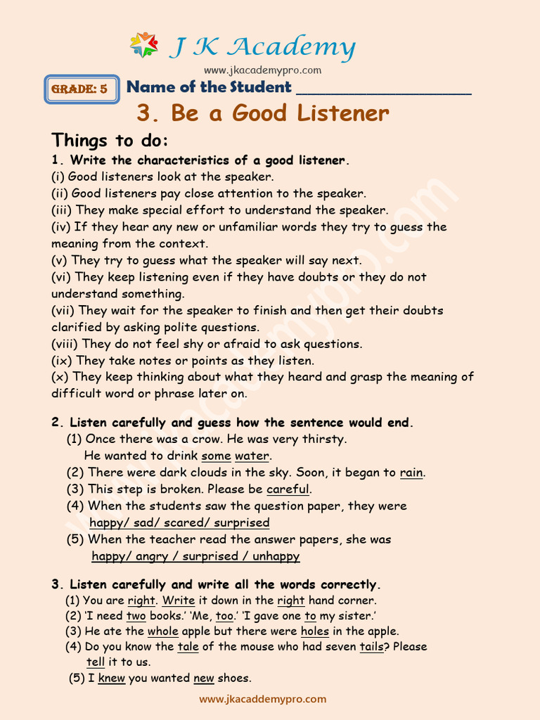 Be A Good Listner Questions and Answers | PDF