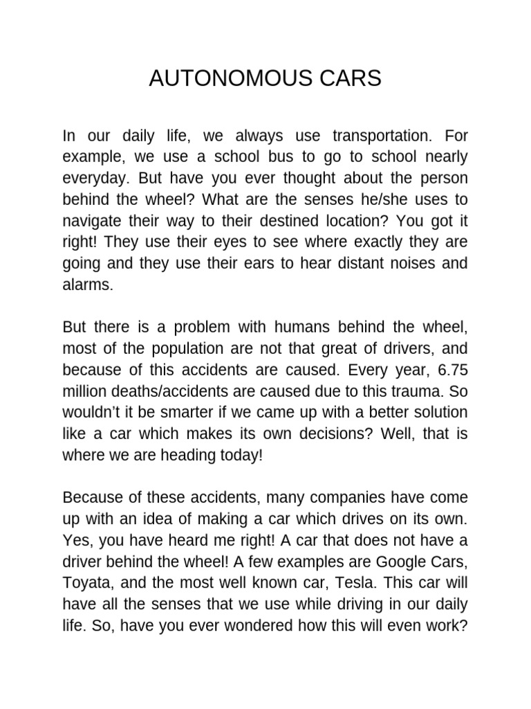 Understanding Autonomous Cars | PDF