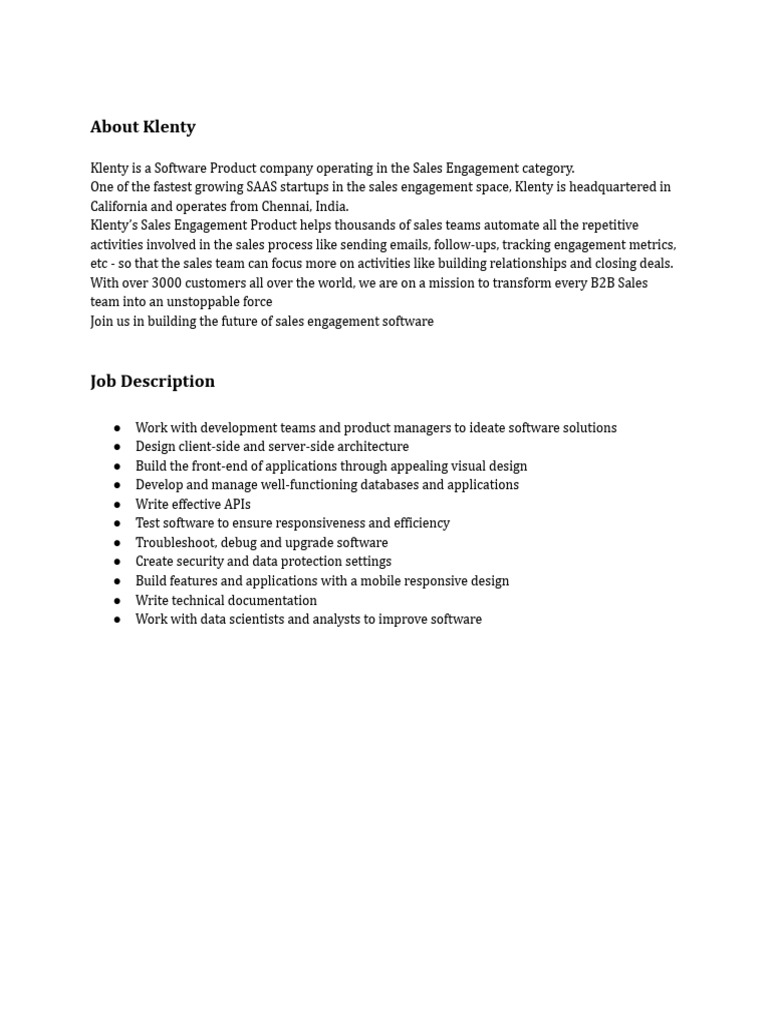 JD - Full Stack Developer | PDF