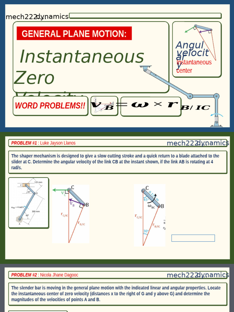 General Plane Motion Instantaneous Zero Velocity | PDF | Velocity ...