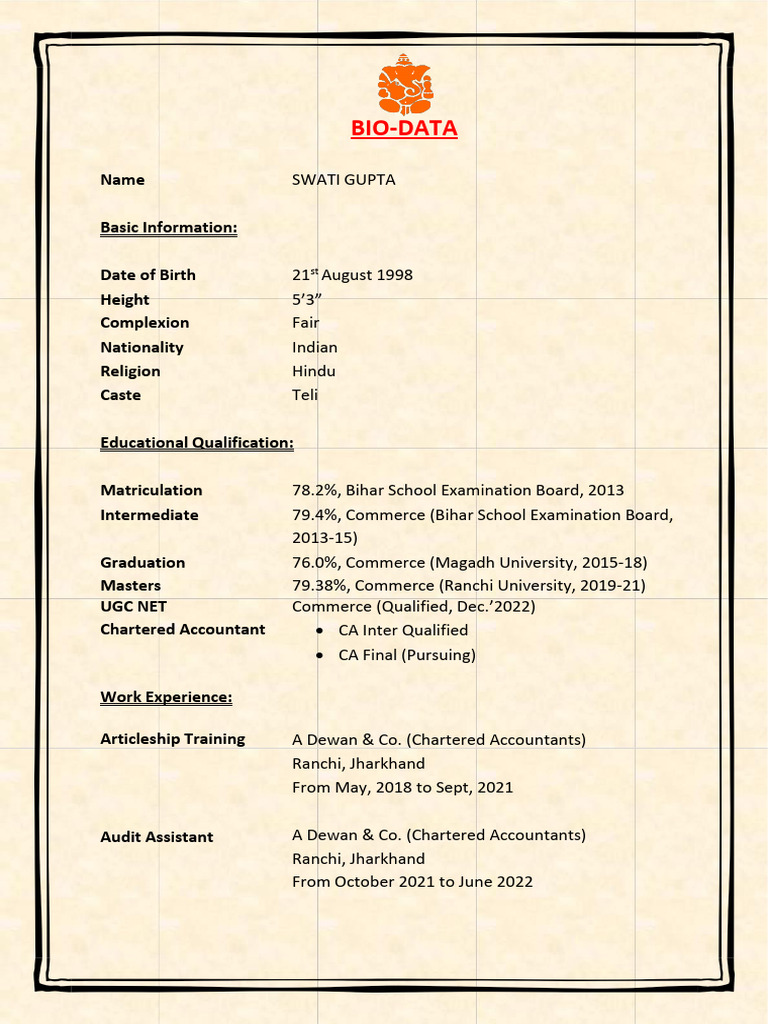 Bio Data Swati - Merged | PDF