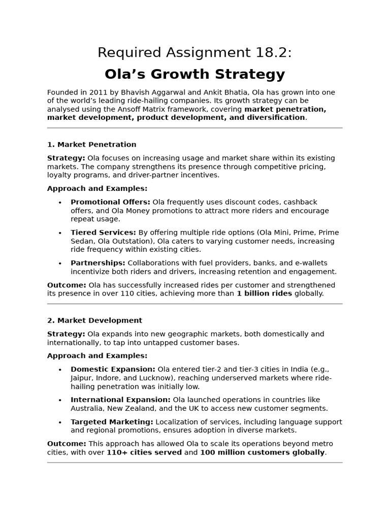 Ola's Growth Strategy Explained | PDF | Business | Economies