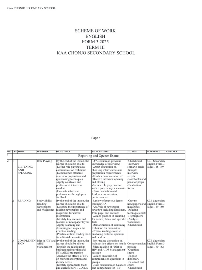 English Form 3 Term-III | PDF | Reading Comprehension | Clause