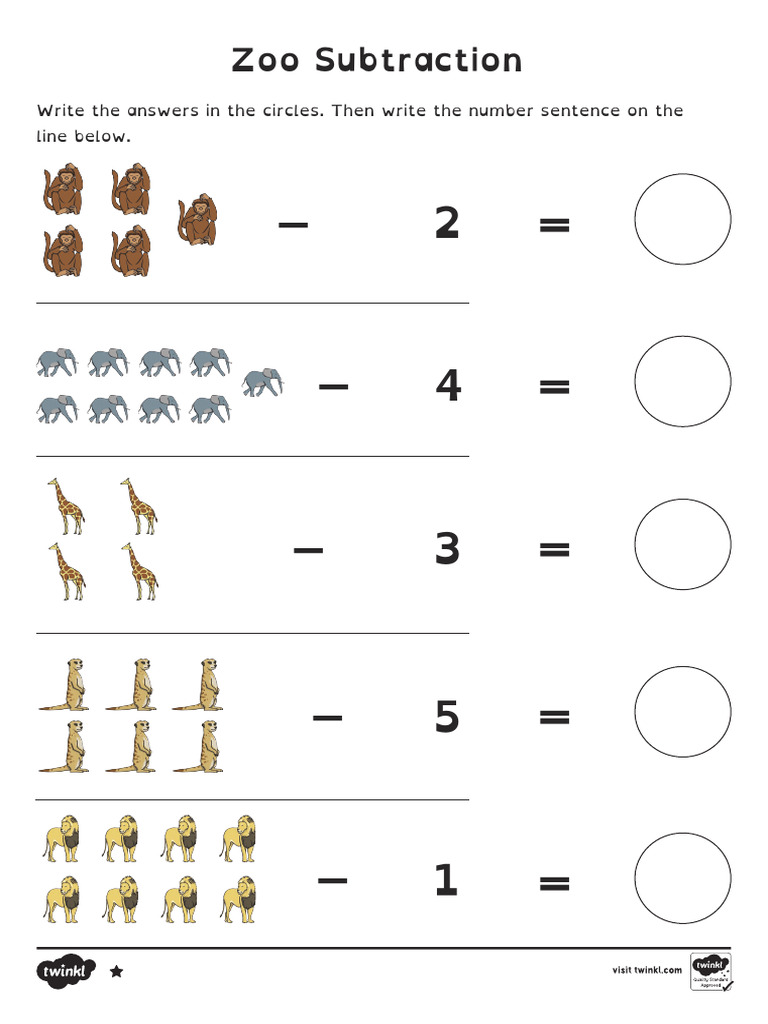 T N 6166 Zoo Themed Subtraction Within 10 Activity Sheet Ver 1 Dyslexic ...