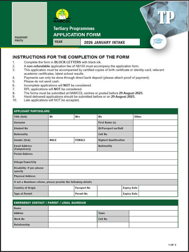 TP Application Form 2025 Updated 2 | PDF | Diploma | Identity Document