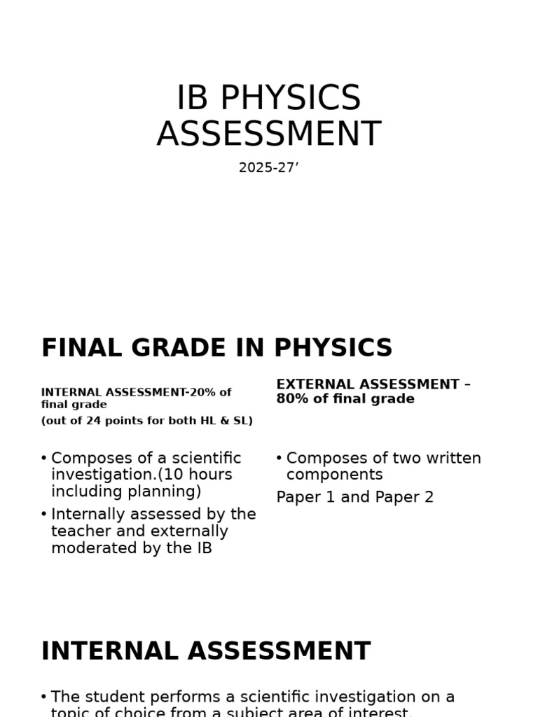 IB Physics Assessment Guide 2025-27 | PDF