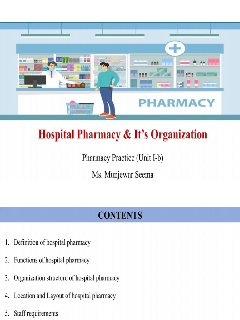 Hospital Pharmacy and Its Organization | PDF