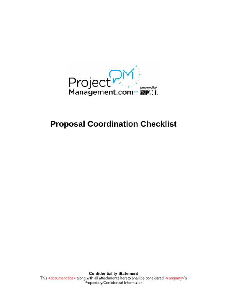 Proposal Coordination Checklist | PDF