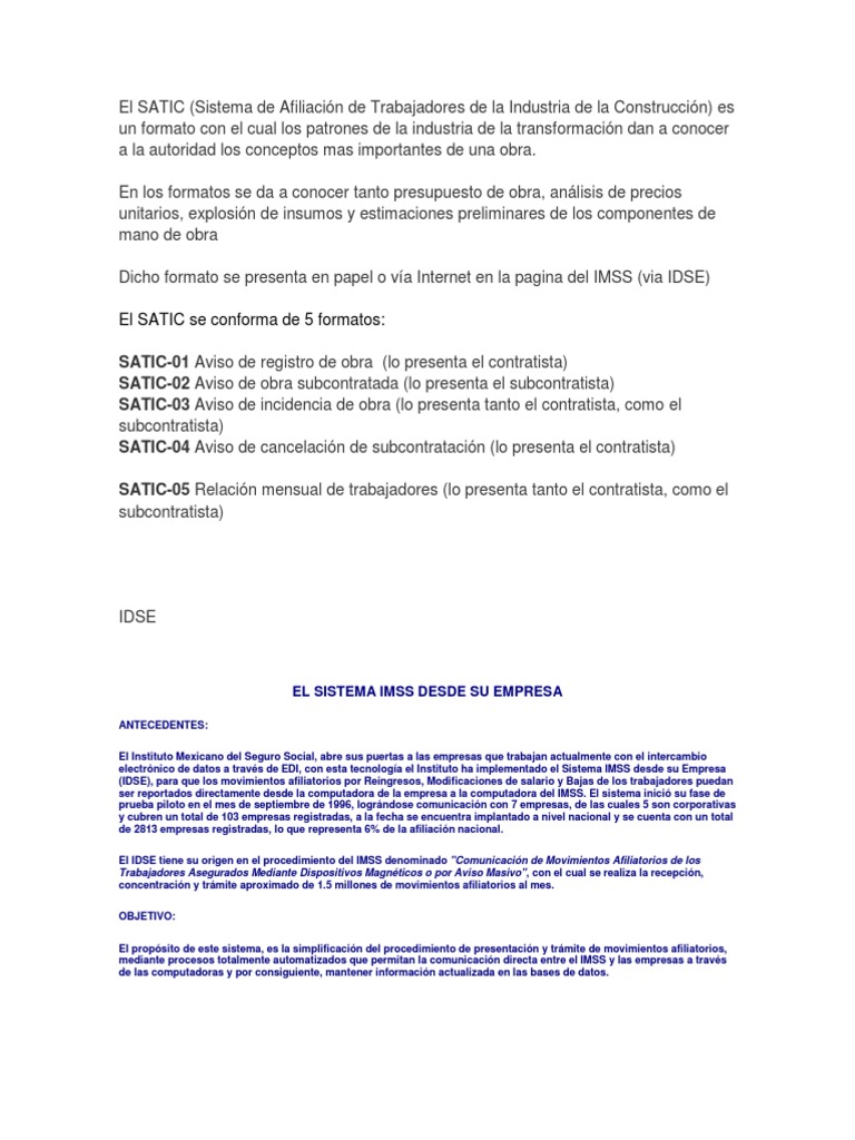 SATIC: Sistema de Afiliación IMSS | PDF | Red de computadoras | Software