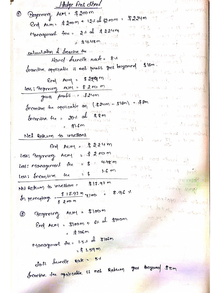 Hedge Fees Sheet | PDF